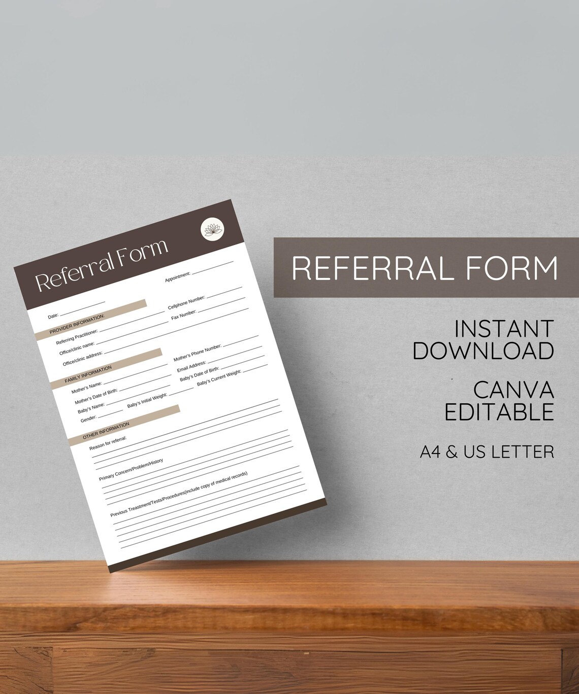 Referral Form Template, Editable Referral Template, Clien Referral ...