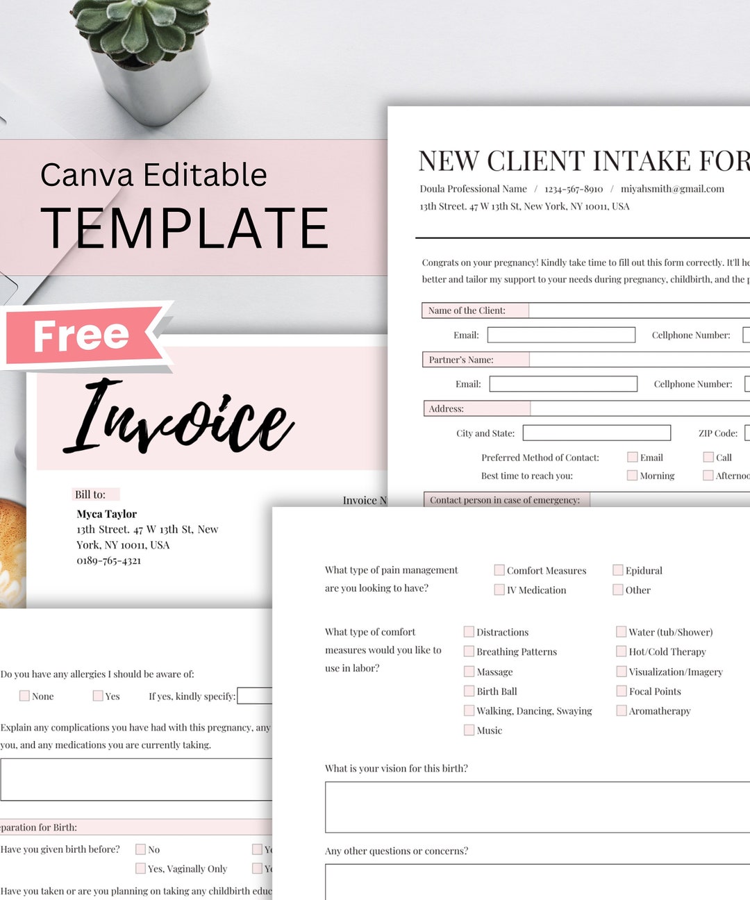 New Client Form, Doula Client Intake Form With Free Invoice, Doula ...