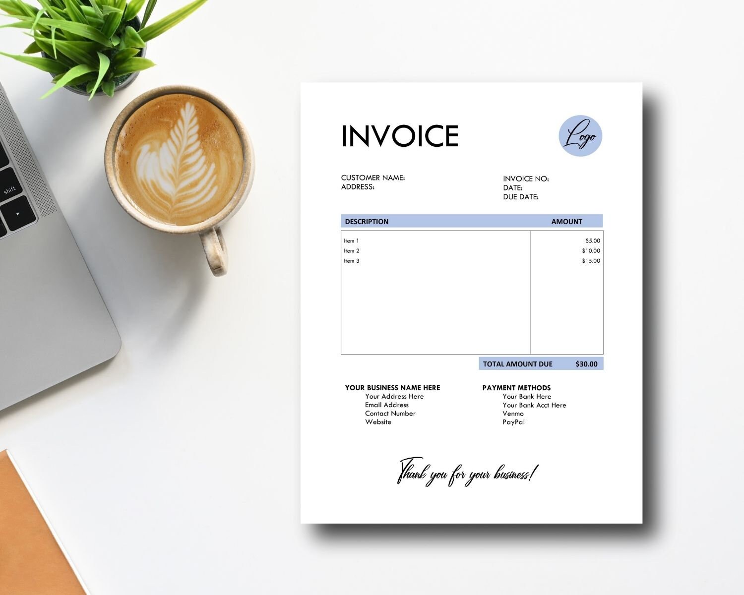 Microsoft Word Invoice Template Basic Invoice Editable Template Small Business Template