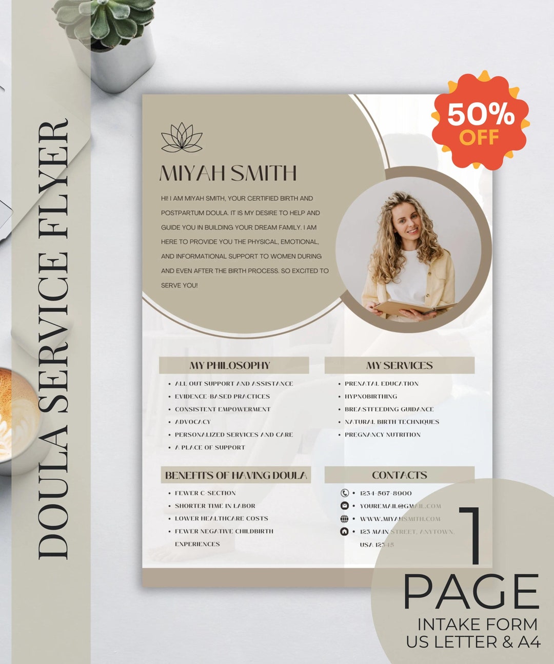Doula Flyer Template, Birth Doula Brochures, Canva Editable Doula ...