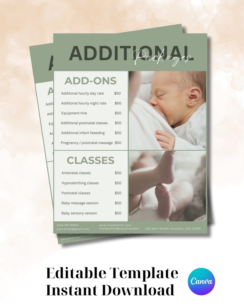 Editable Price List, Pricelist Template, Pricing Guide, Digital Price ...