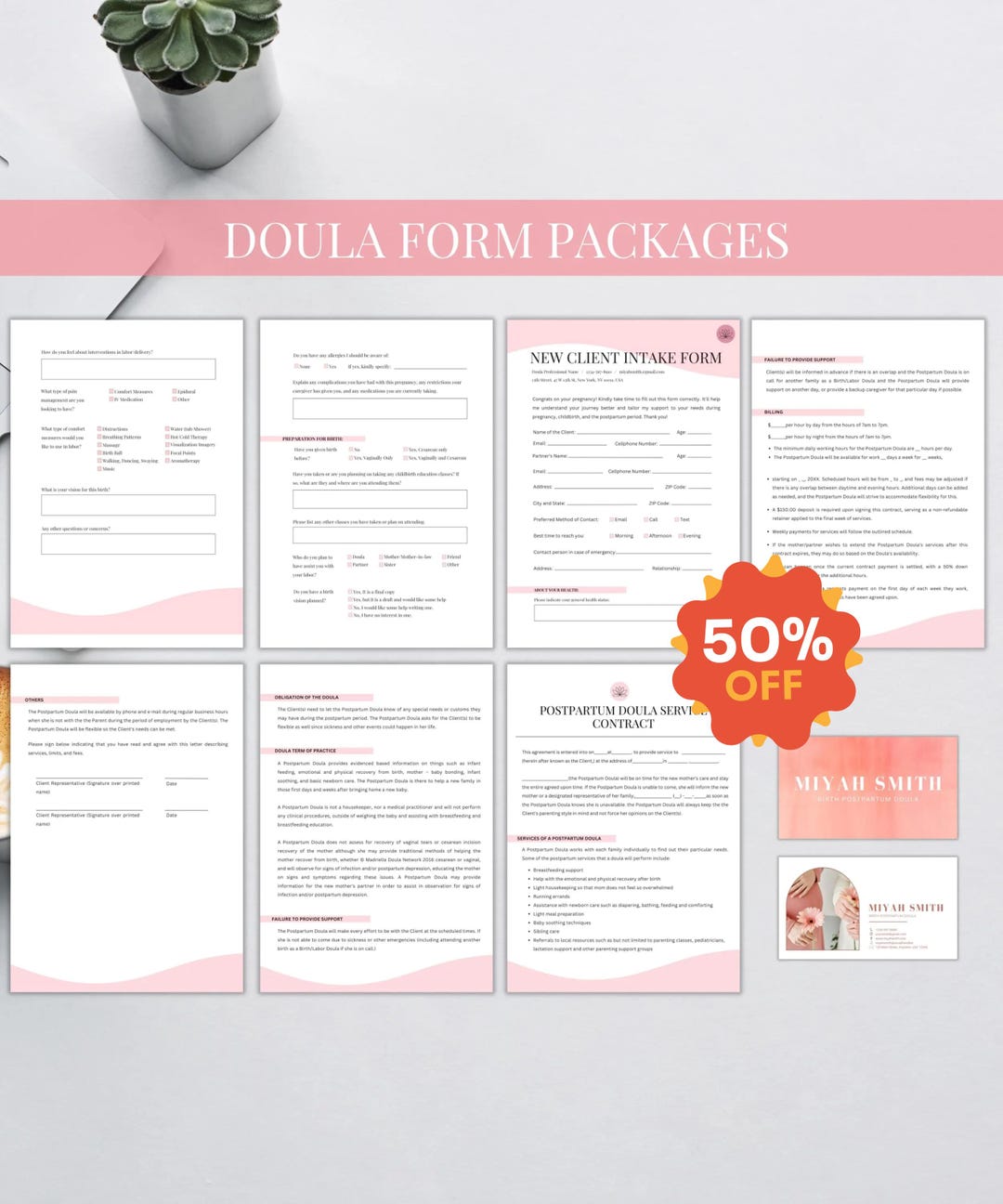 Minimalist Doula Forms, Doula Business Bundle, Client Intake Form ...