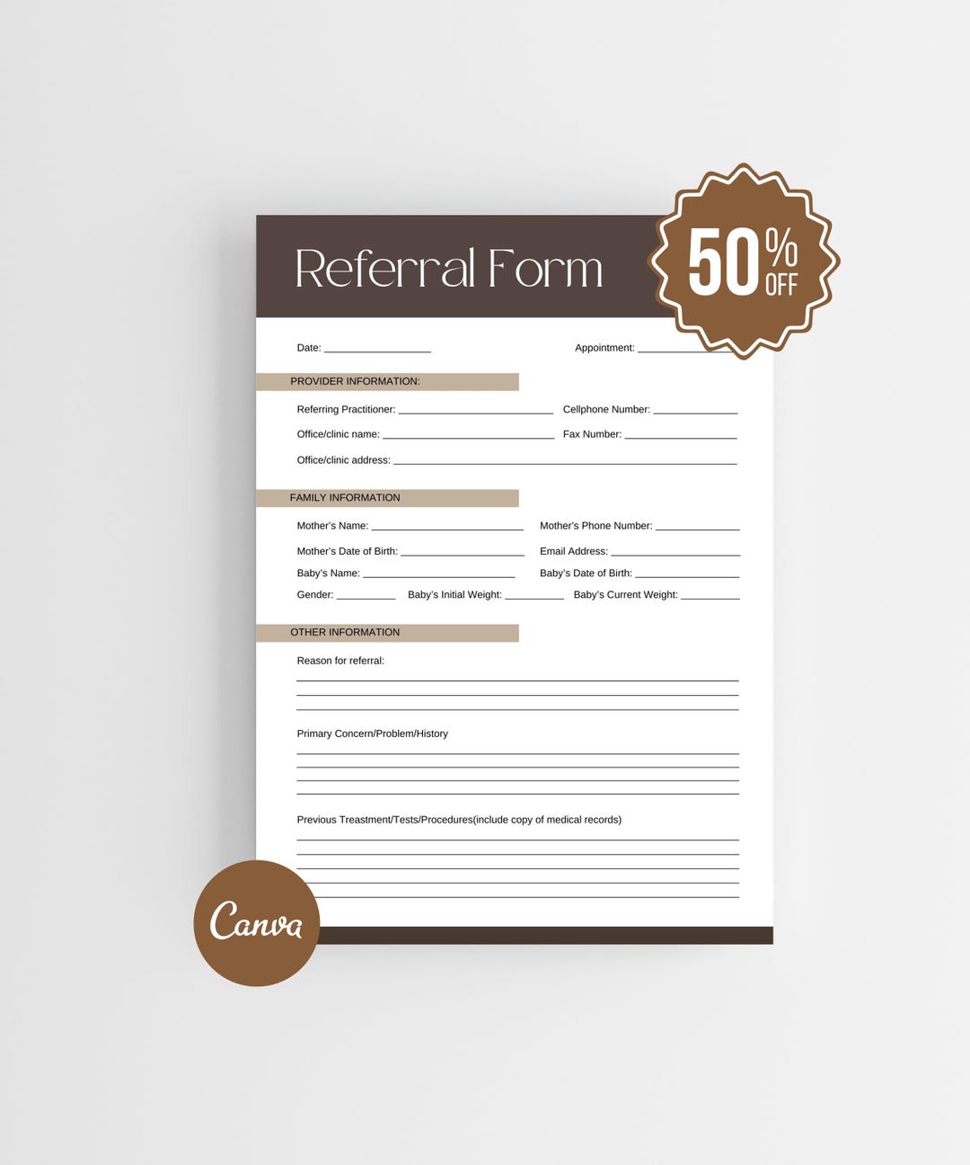 Referral Form Template, Editable Referral Template, Clien Referral ...