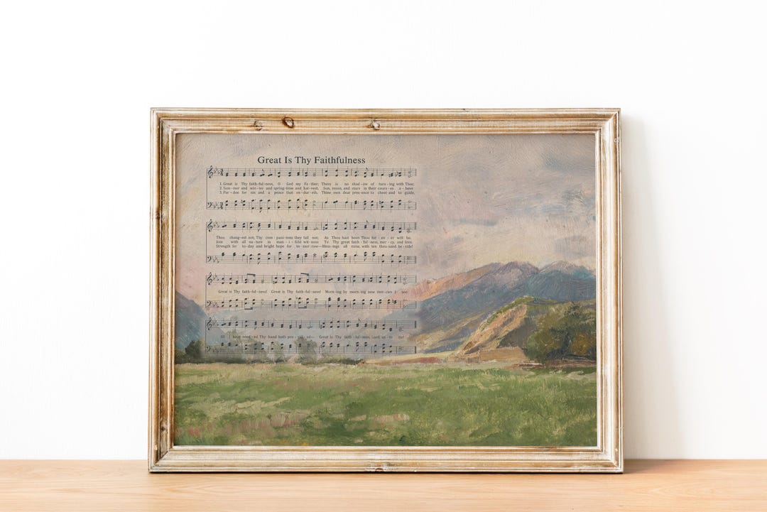 Great is Thy Faithfulness Hymn Score | Christian Vintage Giclée Wall ...