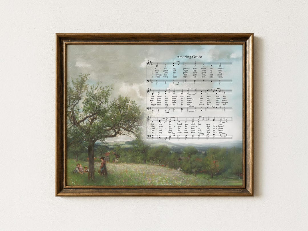 Amazing Grace Hymn Score | Christian Vintage Wall Art, Pastoral ...