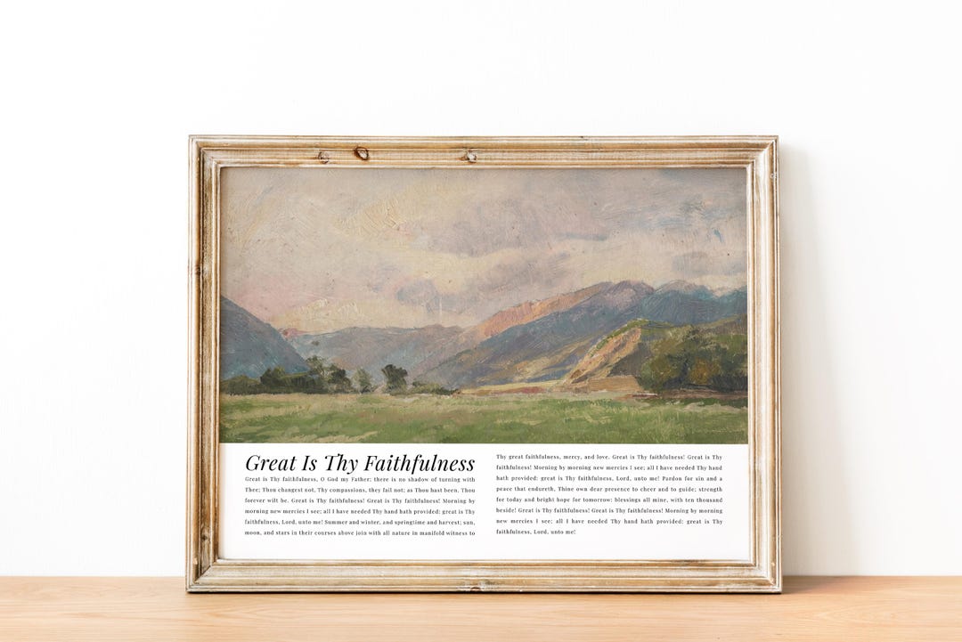 Great is Thy Faithfulness Large Hymn Art | Mountain Landscape Christian ...