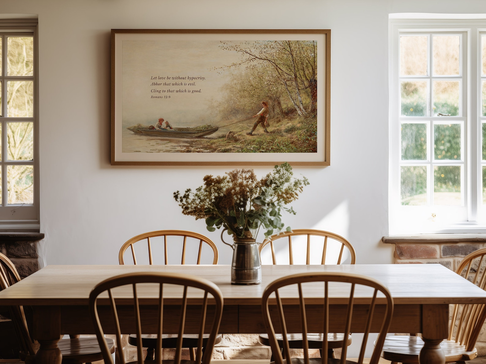 Romans 12:9 Christian Vintage Wall Art | Bible Verse Oil Painting ...