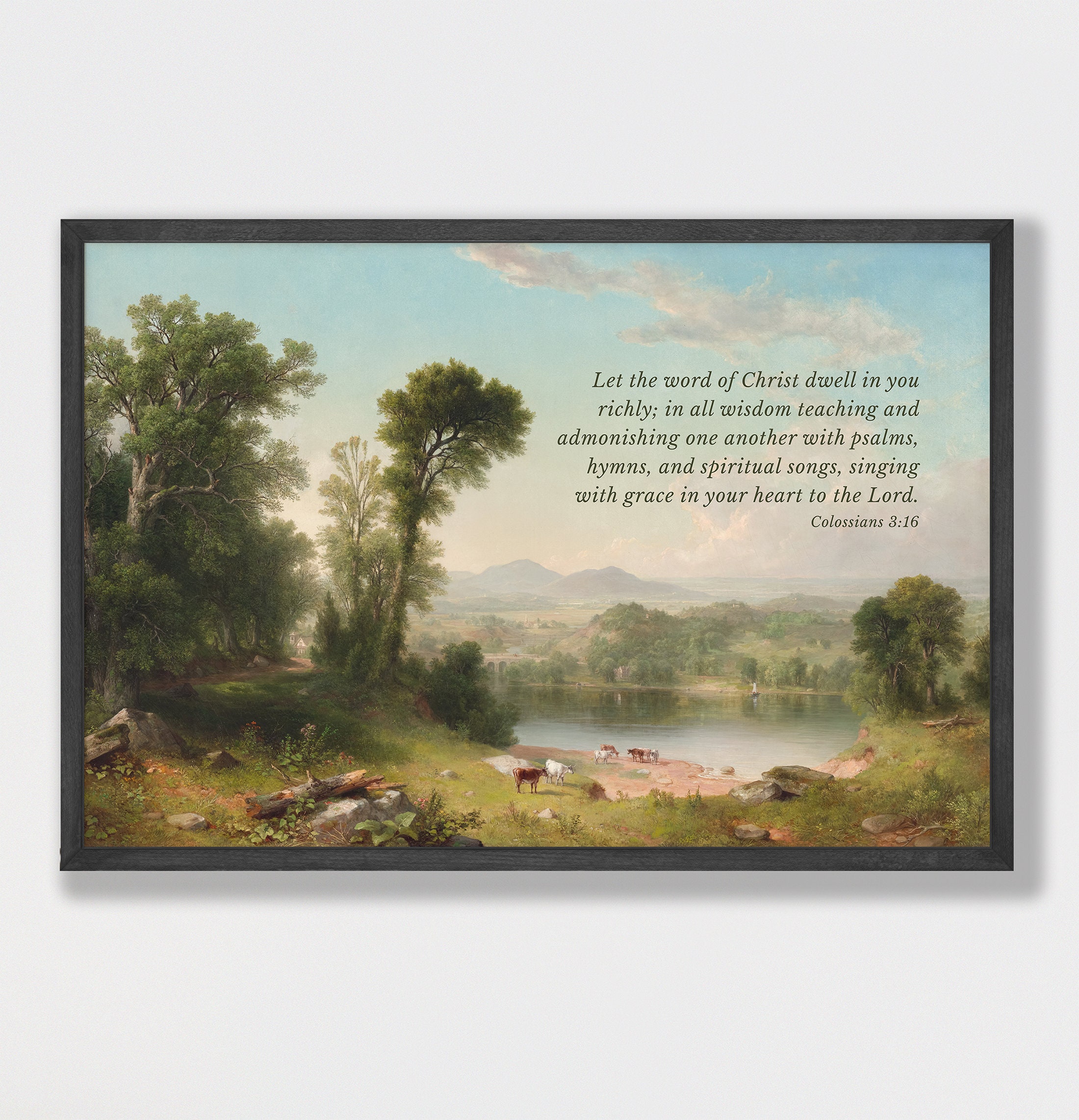 Colossians 3:16 Christian Vintage Wall Art | Bible Verse Oil Painting ...