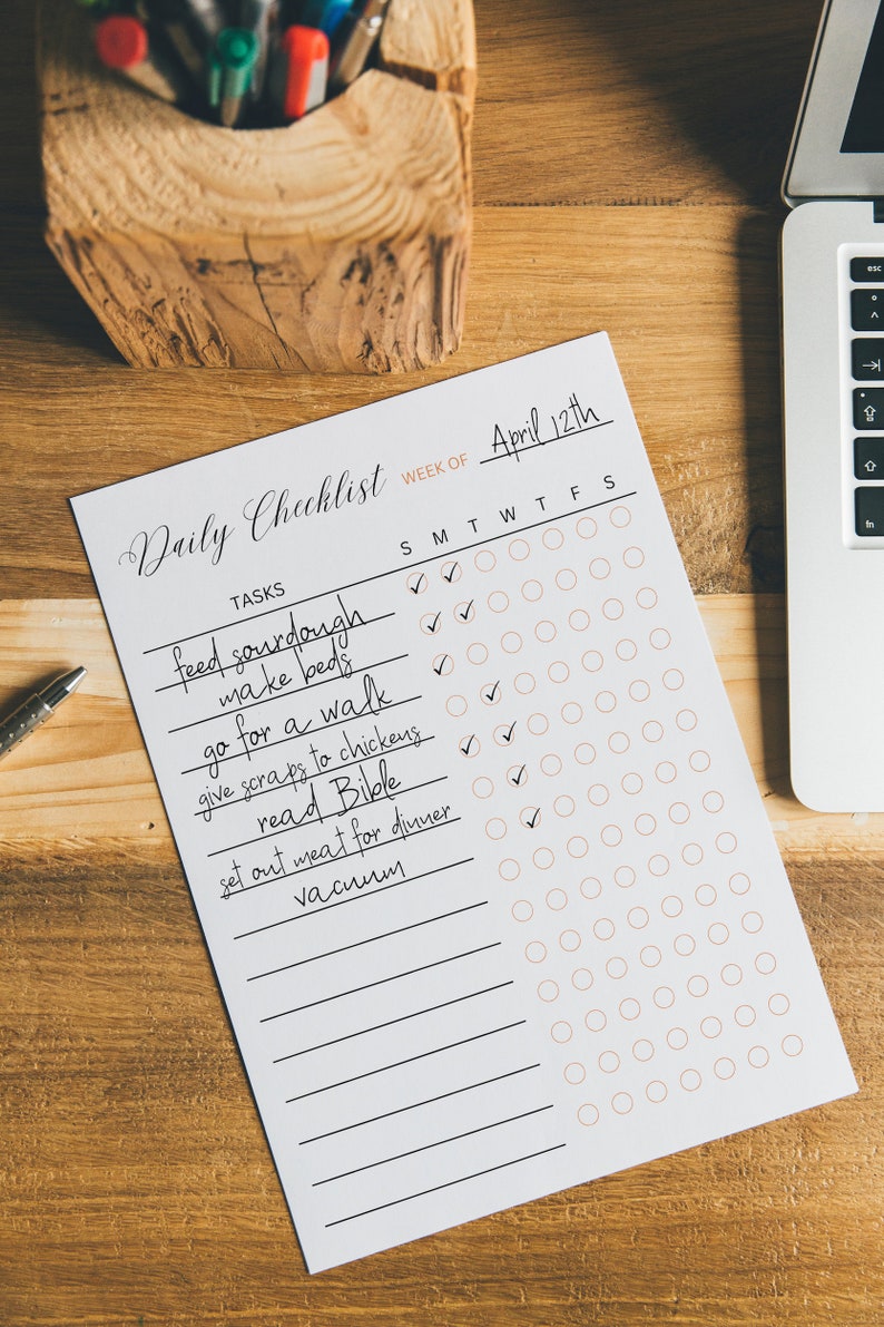 Printable Daily Checklist Editable Canva Template to Do List Healthy ...