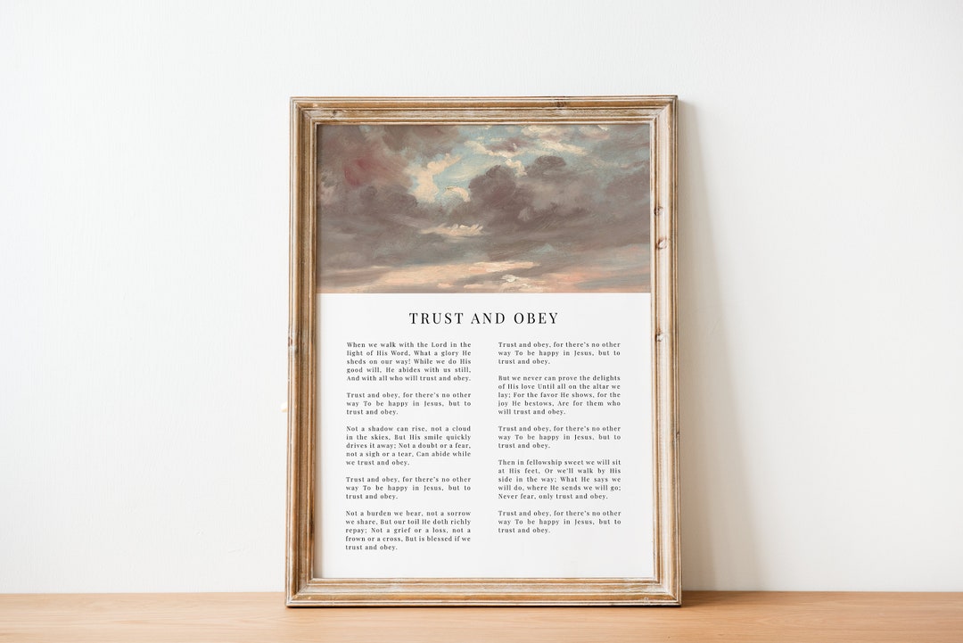 Trust and Obey Hymn | Christian Vintage Cloud Study Wall Art, Religious ...