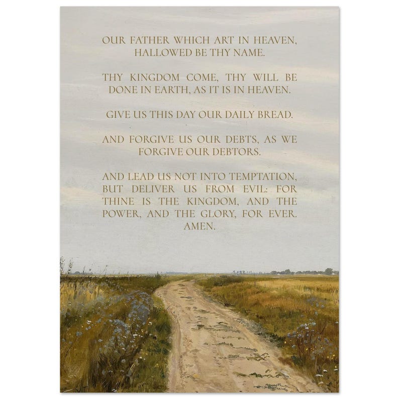The Lord's Prayer Vintage Christian Wall Art | Bible Verse Oil Painting ...