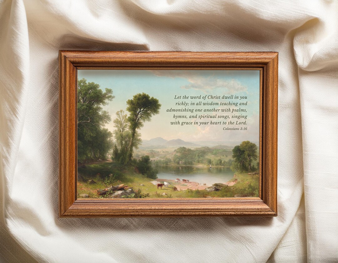 Colossians 3:16 Christian Vintage Wall Art Bible Verse Oil Painting ...