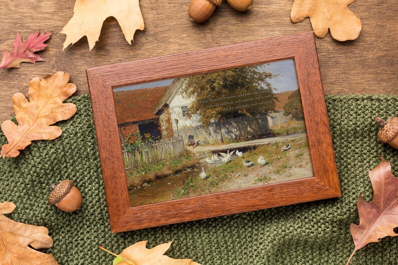 Genesis 8:22 Autumn Bible Verse Wall Art | Christian Vintage Geese Wall ...