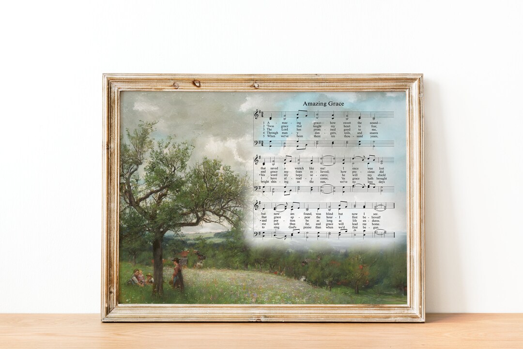 Amazing Grace Hymn Score | Christian Vintage Wall Art, Pastoral ...