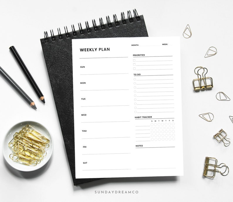2023 Weekly Printable, Week at A Glance, Weekly Habit Tracker, Weekly ...