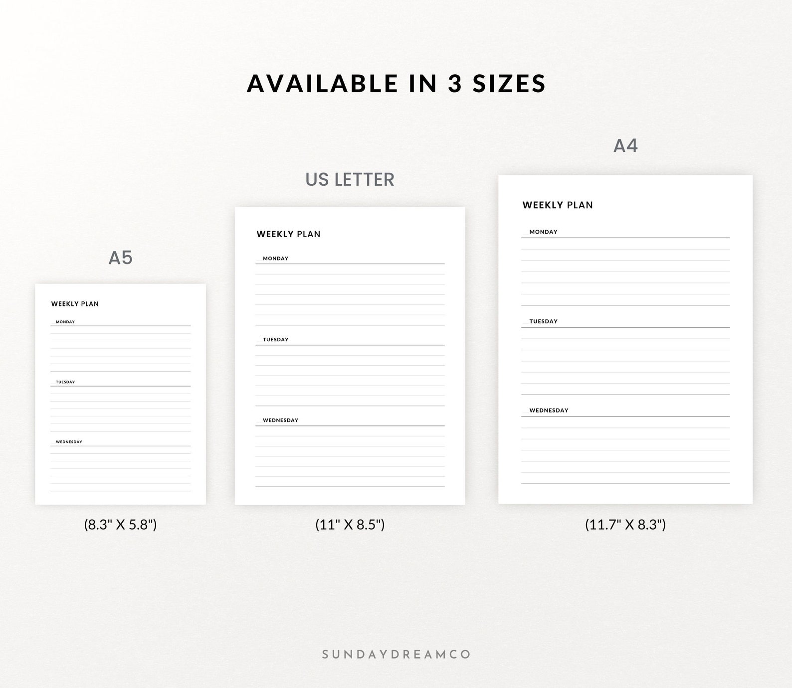 Week on 2 Pages, Minimal Weekly Planner Printable Pdf,week at a Glance ...