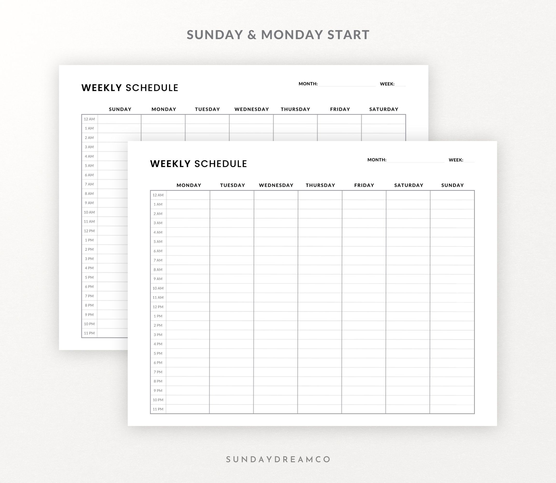 2023 Undated Hourly Weekly Planner, Minimalist Printable Weekly Planner ...