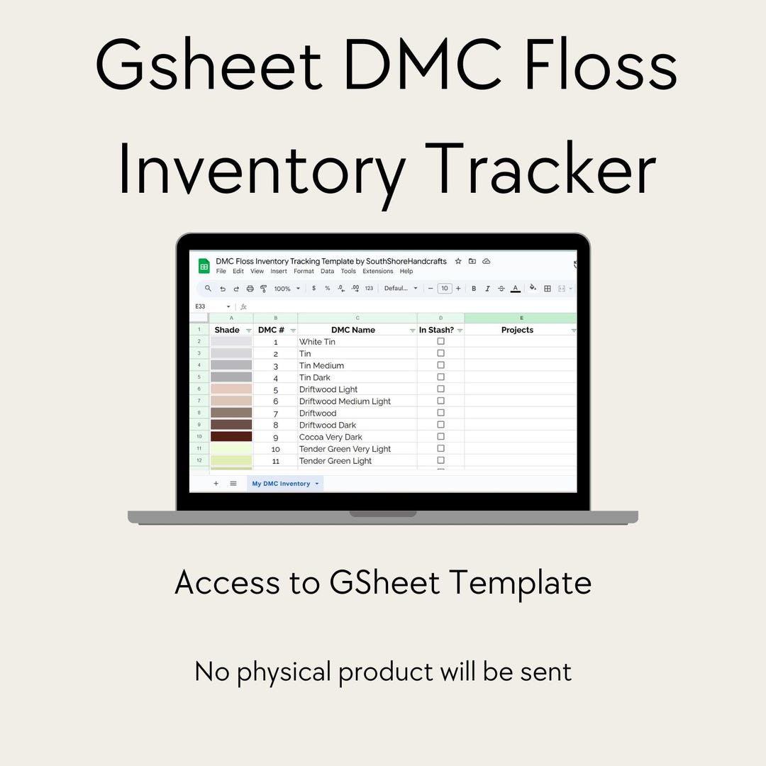DMC Floss Inventory Tracker Gsheet Template - Etsy