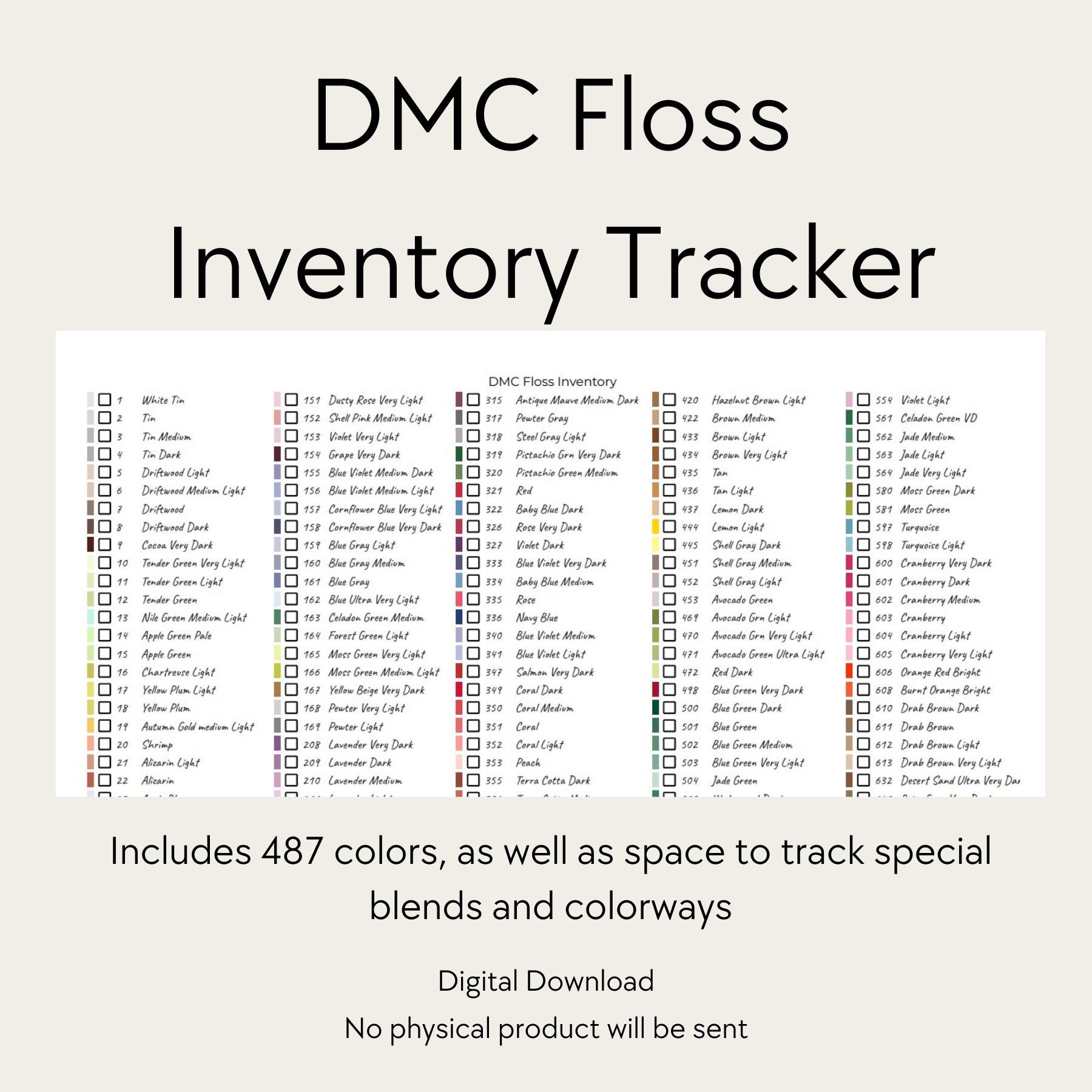 DMC Floss Inventory Tracker Printable Digital Download [PDF, US Letter ...