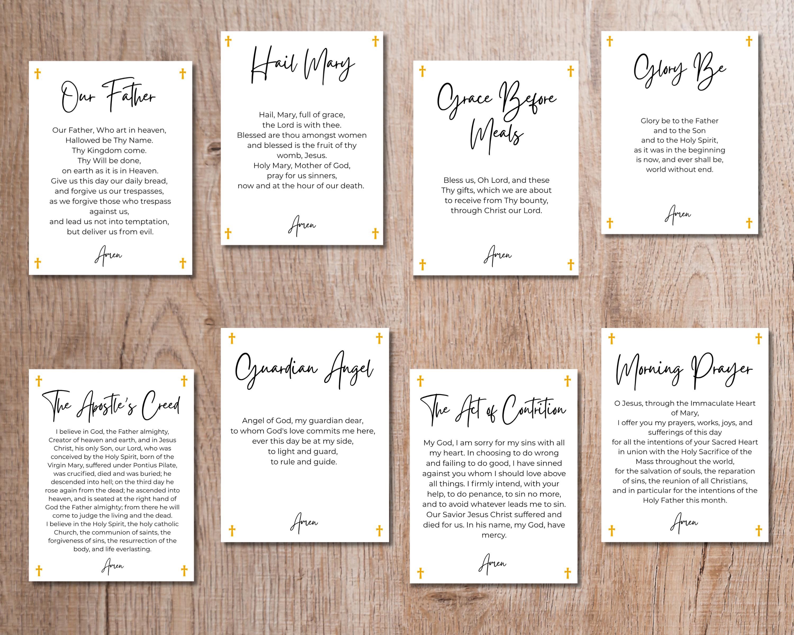 Elegant Catholic Prayer Cards - Printable Set of 8 - Etsy