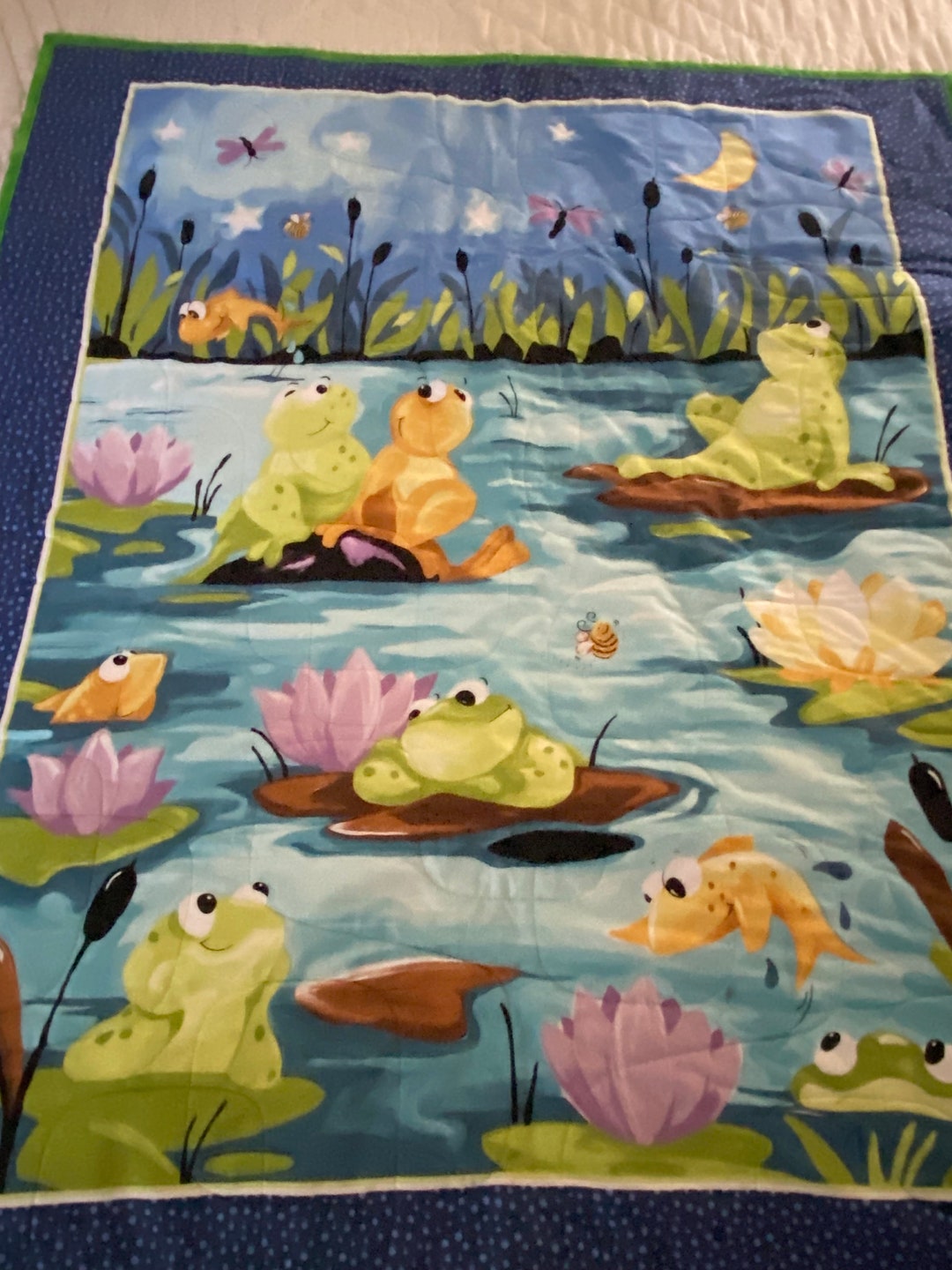 Pond Frogs, Child Size Quilt, Beach Quilt, Picnic Quilt - Etsy