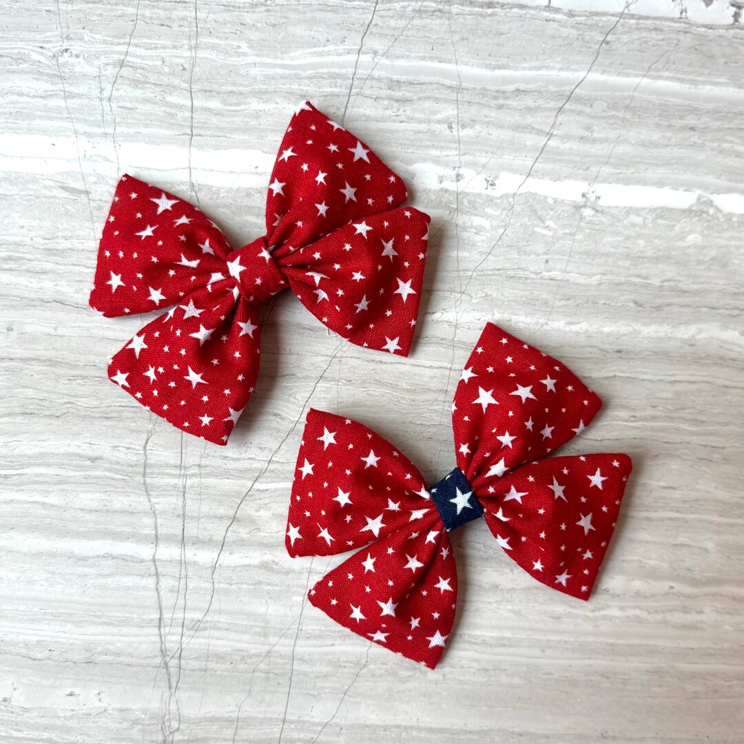 Double Bow, Red Bow, Star Bow, Clip Bow - Etsy