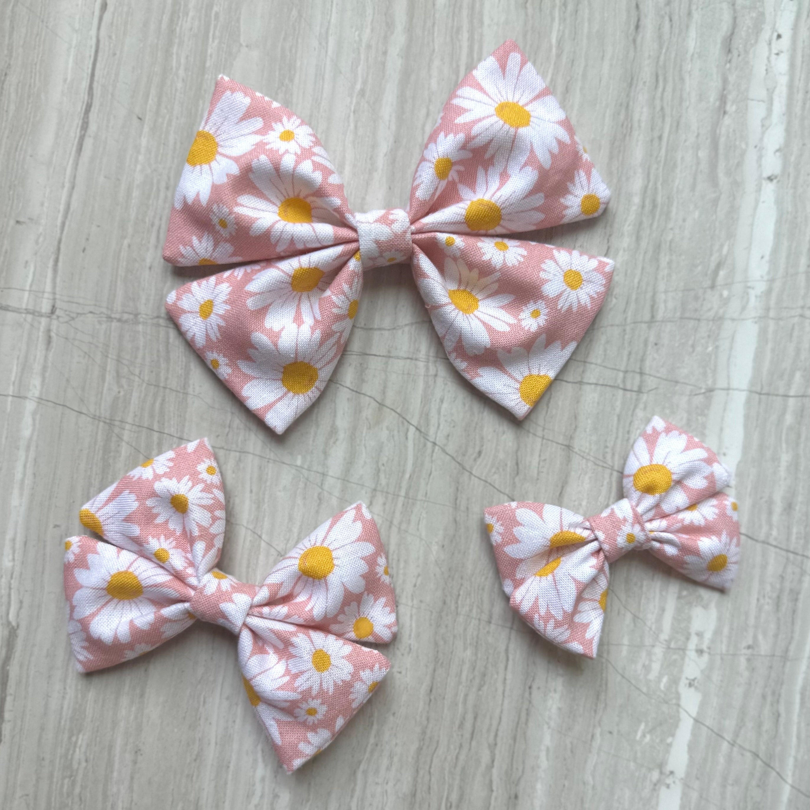 Pink Flower Bow, Light Pink Bow, Daisy Bow, Flower Hair Accessories ...