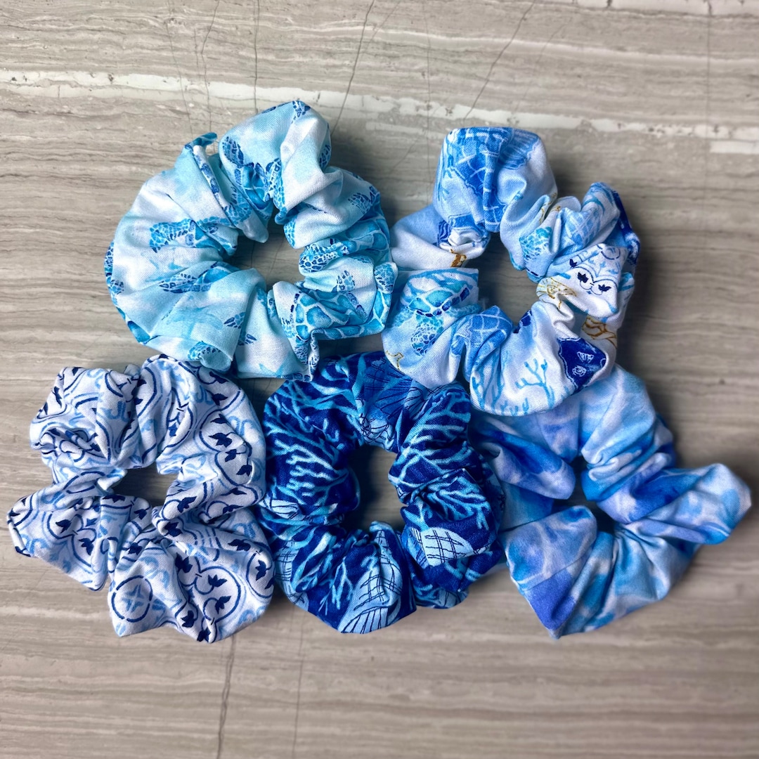 Beach Scrunchie, Blue Scrunchie, Blue Headband, Ocean Hair Accessories ...