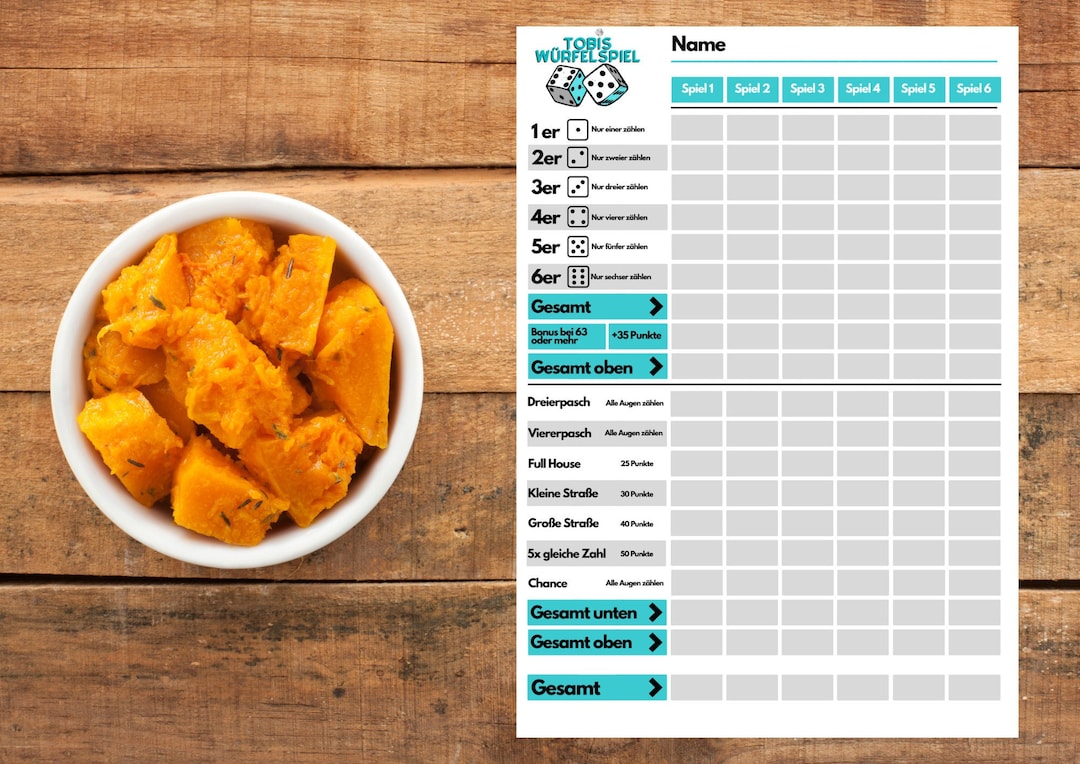PDF Game Block, Yatzy, Yahtzee, Kniffel Dice Game in DIN A4 and A5 ...