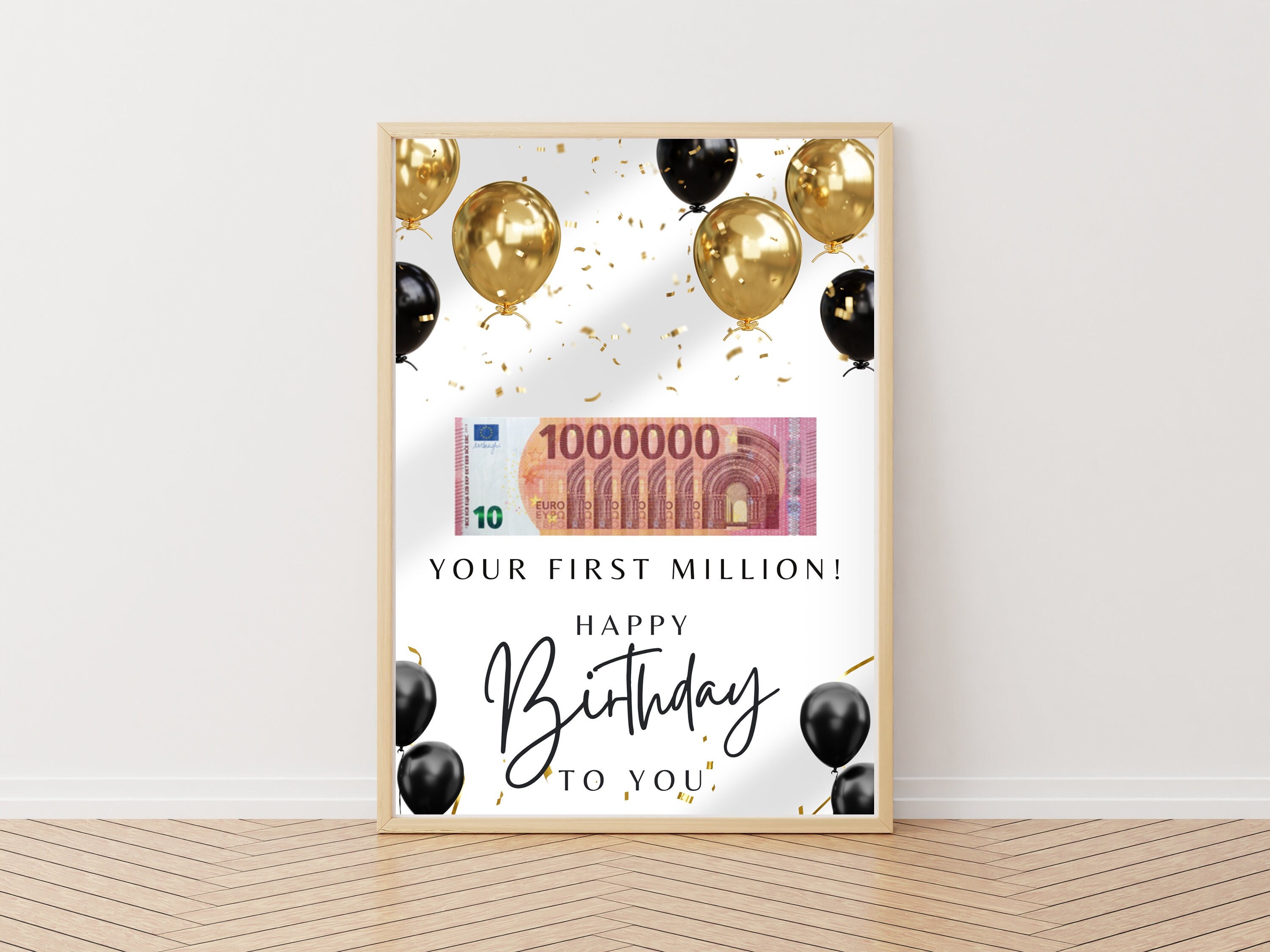 Money Birthday Gift, Printable Money Gift, Your First Million, Digital ...