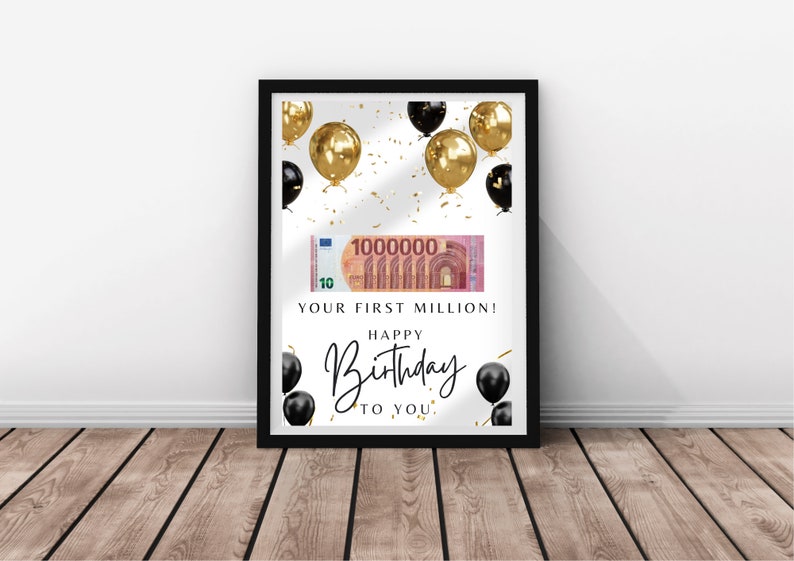 Money Birthday Gift, Printable Money Gift, Your First Million, Digital ...