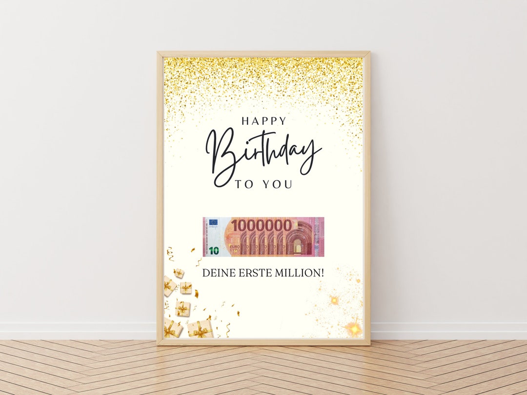 Money Birthday Gift, Printable Money Gift, Your First Million, Digital ...