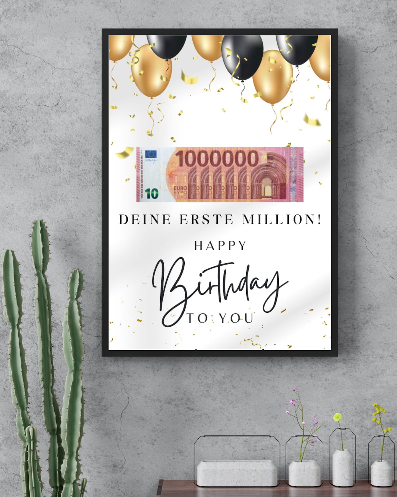 Geldgeschenk Deine erste Million, personalisierte PDF Vorlage Ausdrucken, Geburtstagsgeschenk ...