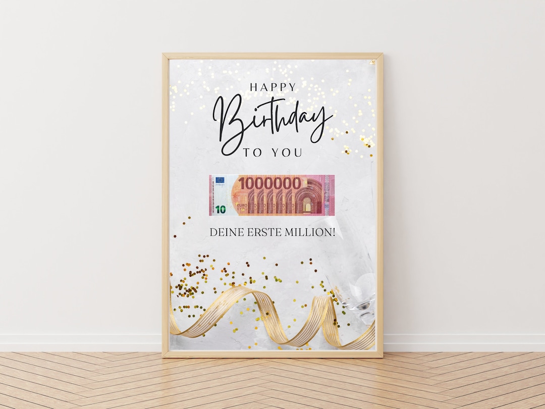 Money Birthday Gift, Printable Money Gift, Your First Million, Digital ...