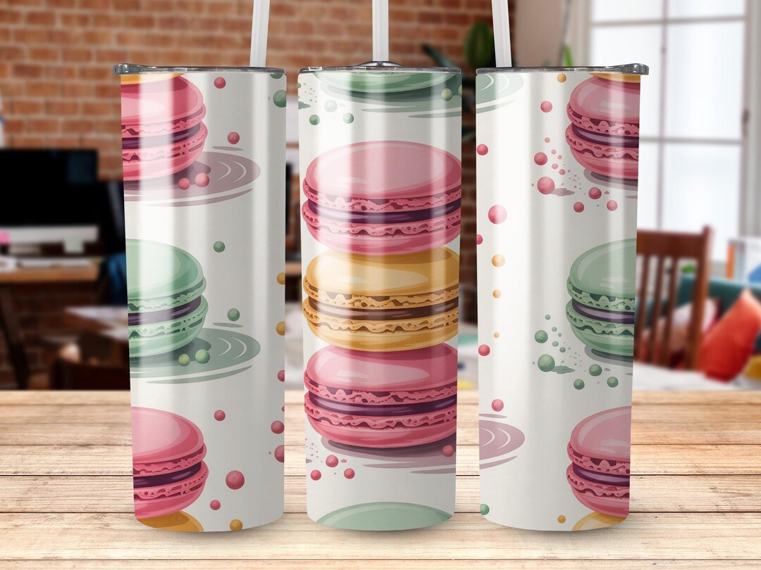 Seamless Macaron 20oz Skinny Tumbler Wrap PNG, Pastel Macaron ...