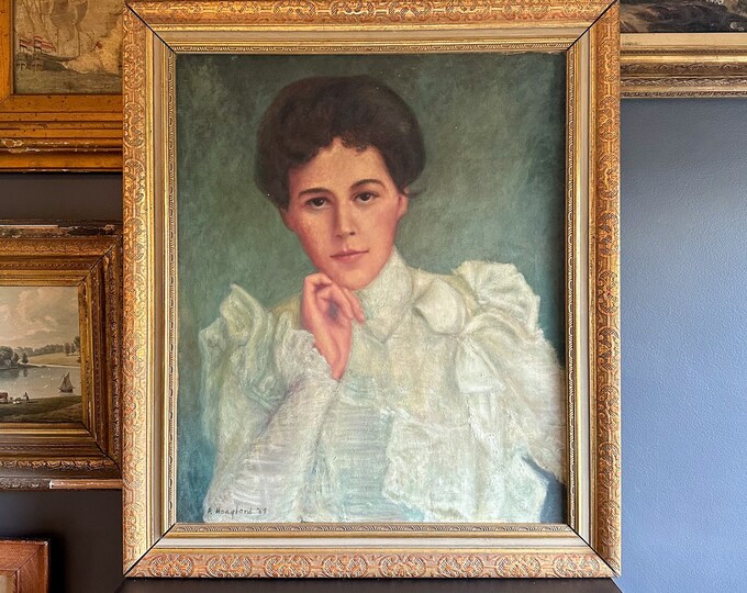 Large Vintage Portrait Oil Painting Titled "wedding Day" by Adeline ...