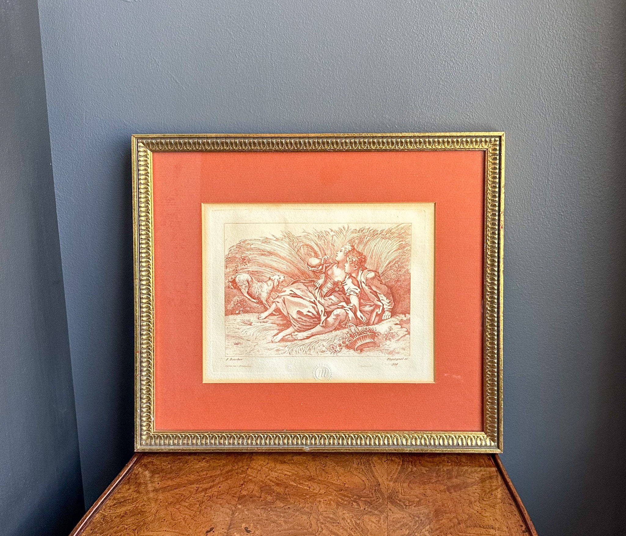 Vintage French Classical Print and Engraving, Gold Framed Classical ...