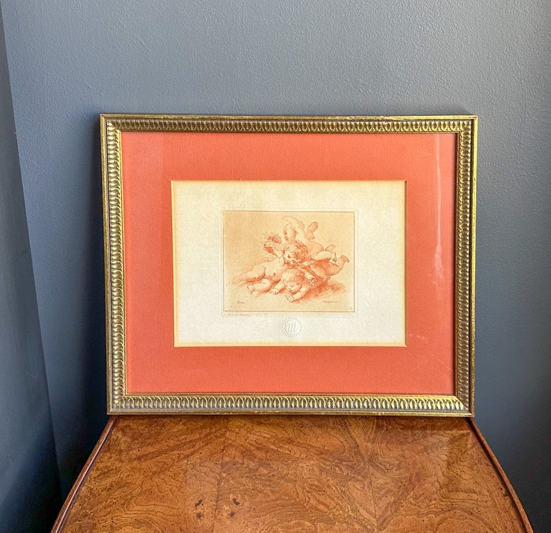 Vintage French Classical Print and Engraving, Gold Framed Classical ...