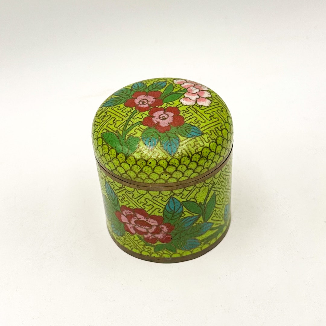 Antique Enameled Brass Trinket Boxes, Hand-painted Trinket Boxes ...