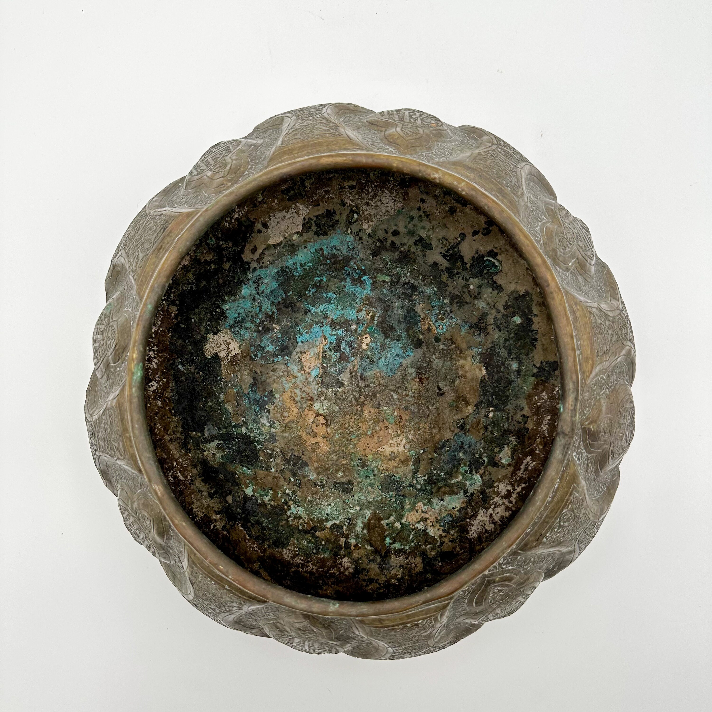 Antique Engraved Bronzed Planter, Large Antique Islamic Brass Vessel ...