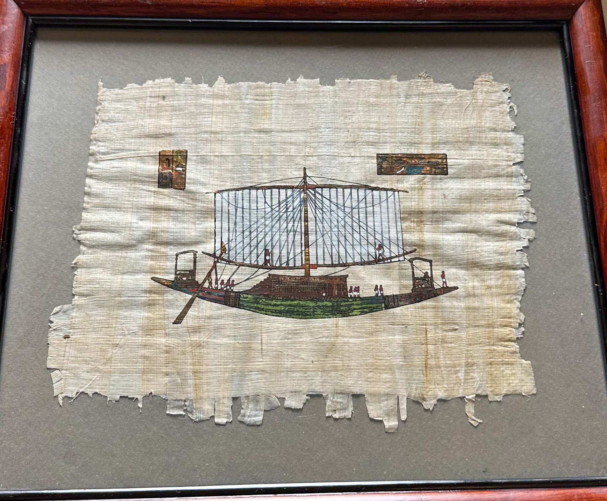 Vintage Egyptian Papyrus Painting of A Sailboat Wood Framed - Etsy