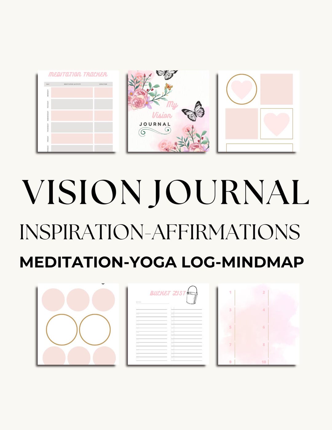 Printable VISION Journal-inspirations, Mind Map, Gratitude, Kindness ...