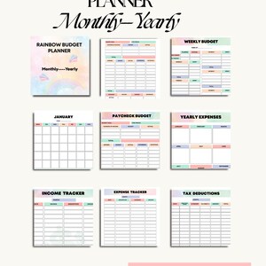Rainbow Budget Planner | Pastel Printable Finance Organizer | Expense ...