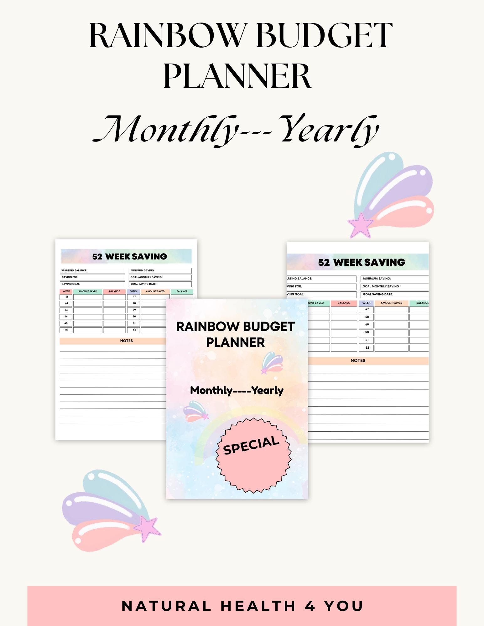 Rainbow Budget Planner | Pastel Printable Finance Organizer | Expense ...
