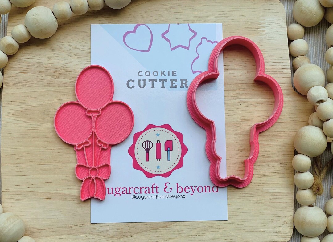 Balloon Bunch Shaped Cookie Cutter and Stamp Set.trio of Ballons Cookie ...