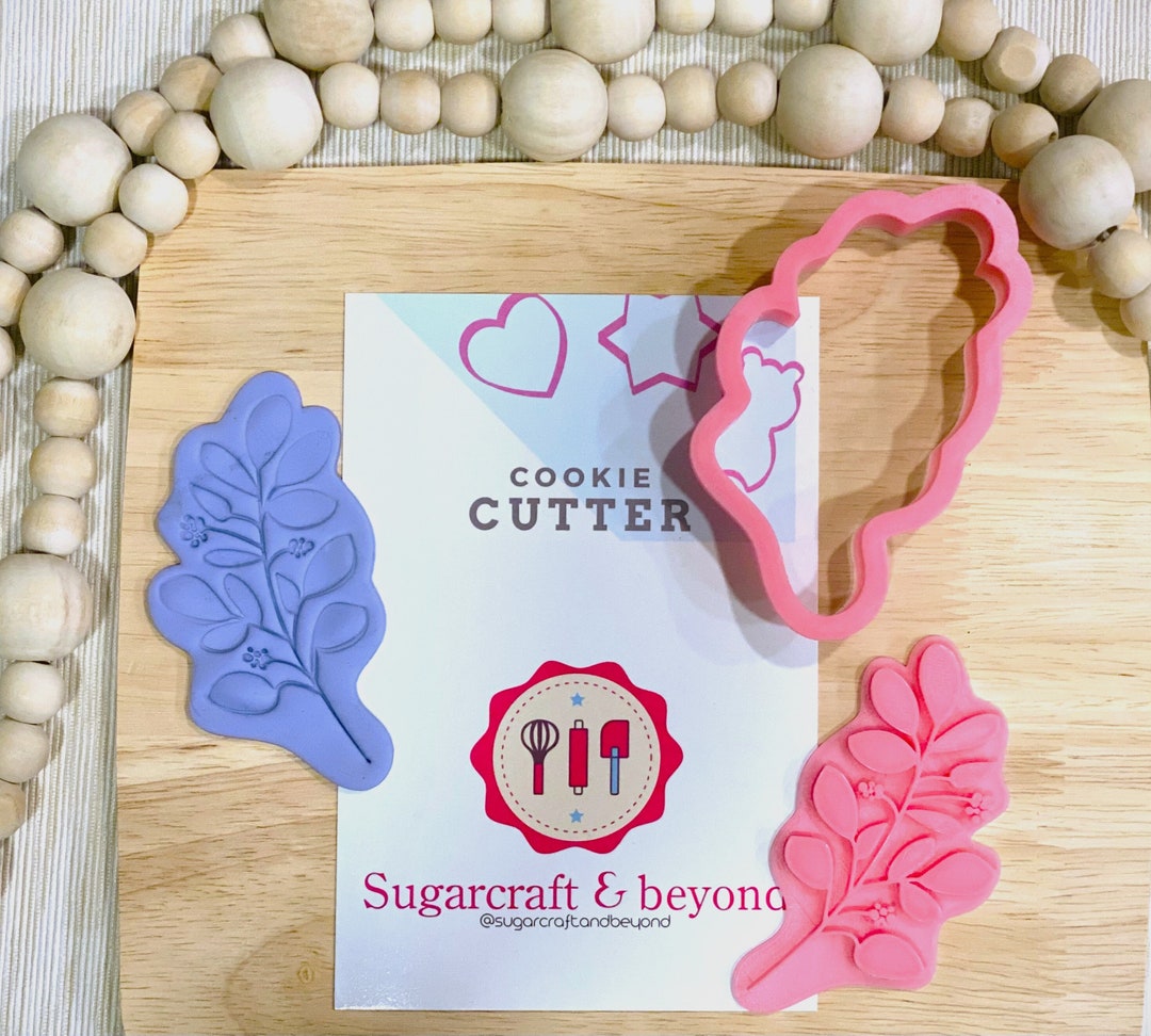 Eucalyptus Leaf Shaped Cookie Cutter and Stamp Set. 2 PCS. Leaf Cookie ...