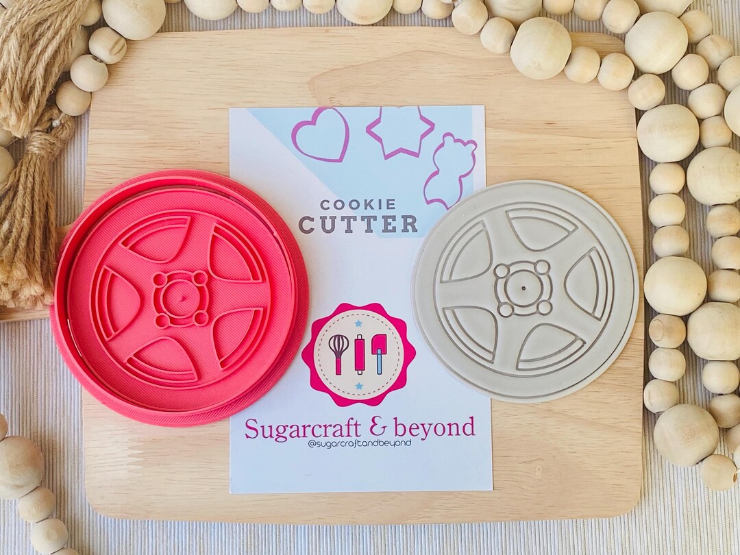 Car Wheel Shaped Cookie Cutter and Stamp Set. 2 PCS. Fondant, Royal ...