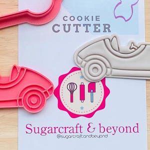 Vintage Race Car Shaped Cookie Cutter and Stamp Set.2 PCS. Decorated ...