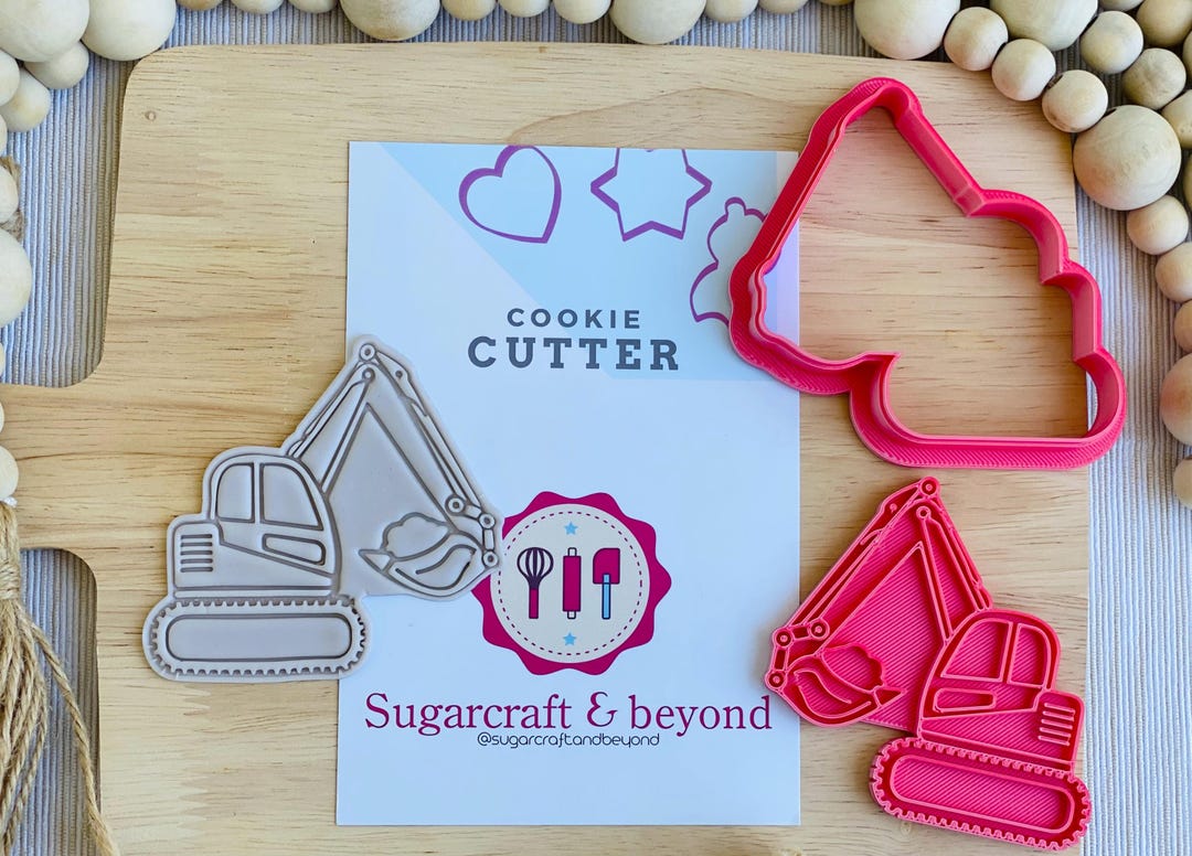 Excavator Shaped Cookie Cutter and Stamp Set.2 Pcs.construction Party ...