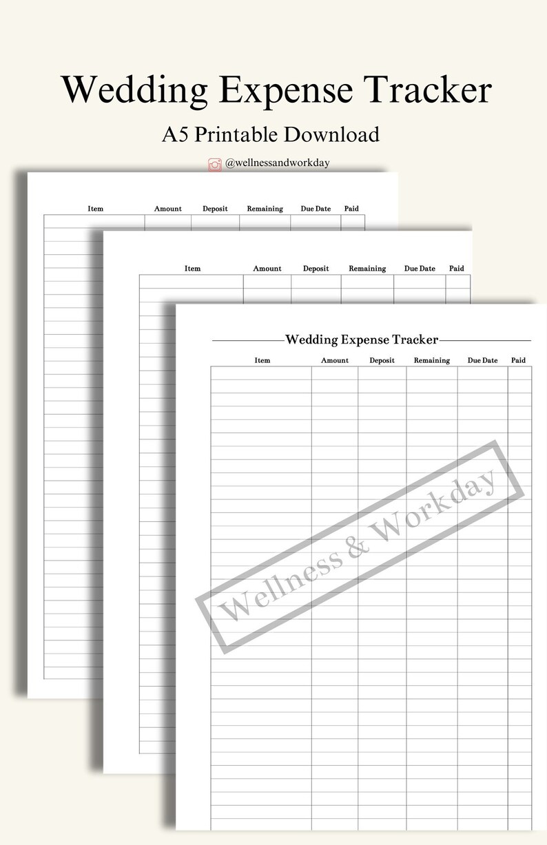 Wedding Budget Tracker A5 Printable Download - Etsy